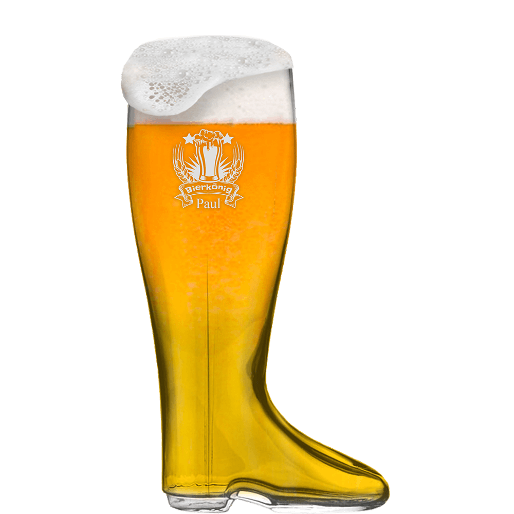 Bierstiefel mit Gravur, mit eigenen Texten & Logos zum Unikat
